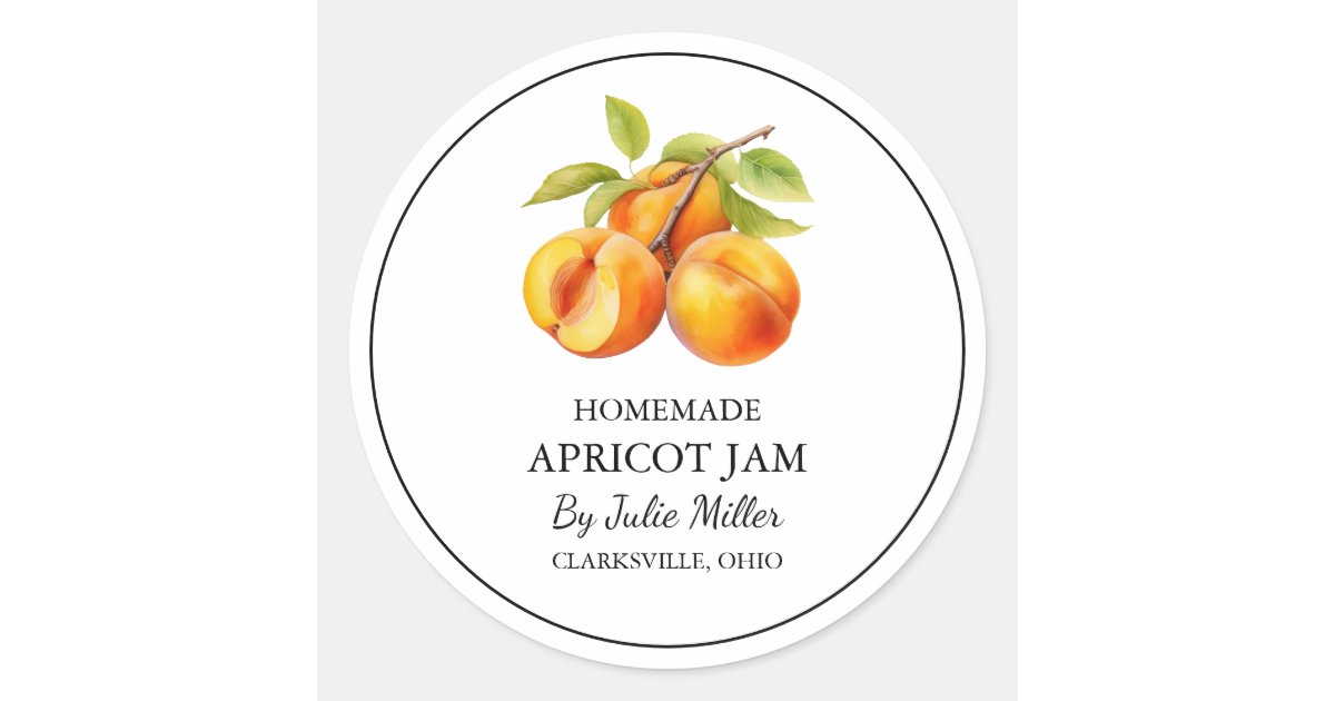 Simple Homemade Apricot Jam Label | Zazzle