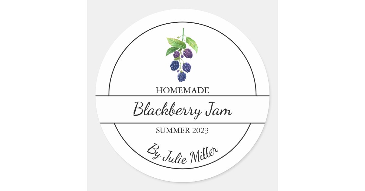 Simple Homemade Blackberry Jam Label | Zazzle