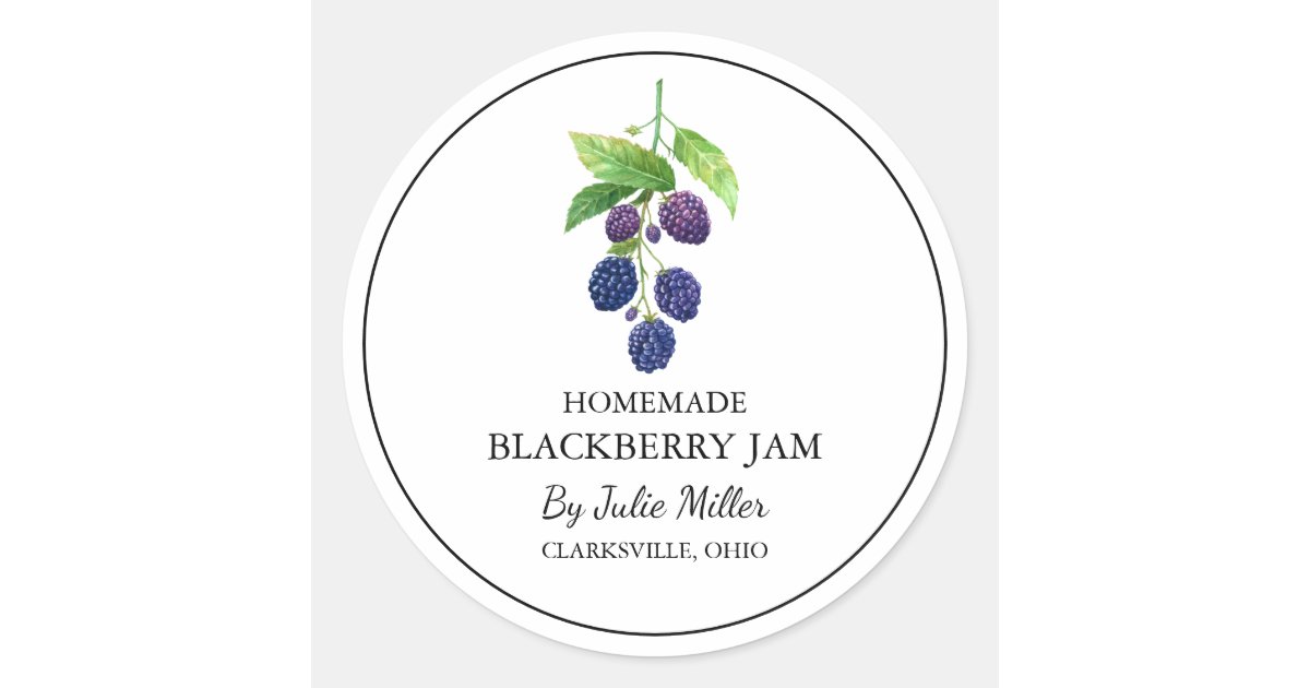 Simple Homemade Blackberry Jam Label | Zazzle