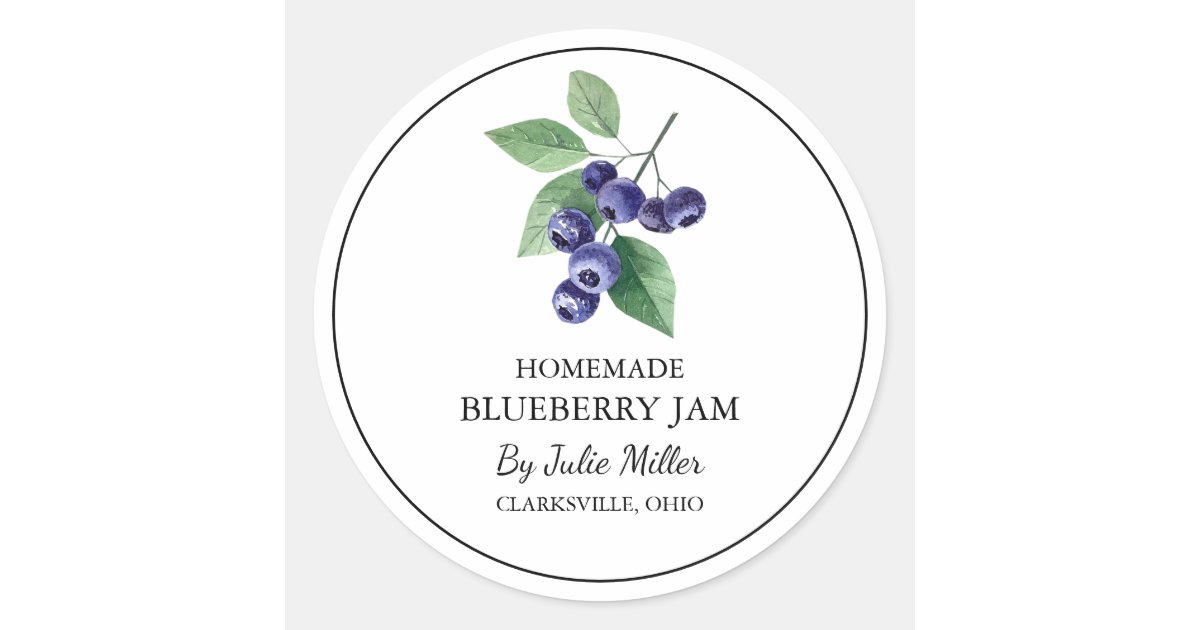 Simple Homemade Blueberry Jam Label | Zazzle