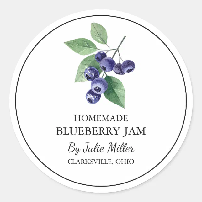 Simple Homemade Blueberry Jam Label | Zazzle