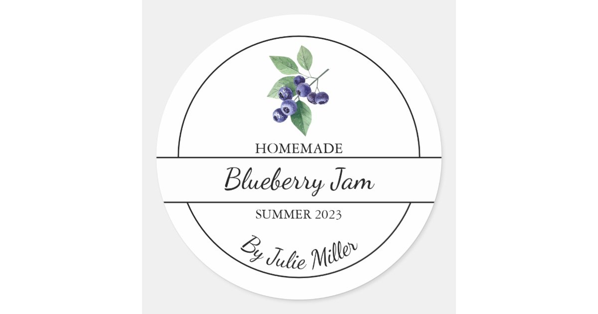 Simple Homemade Blueberry Jam Label | Zazzle