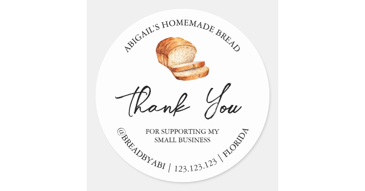 Simple Homemade Bread Thank You Label | Zazzle
