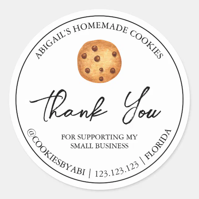 Simple Homemade Cookies Thank You Label | Zazzle