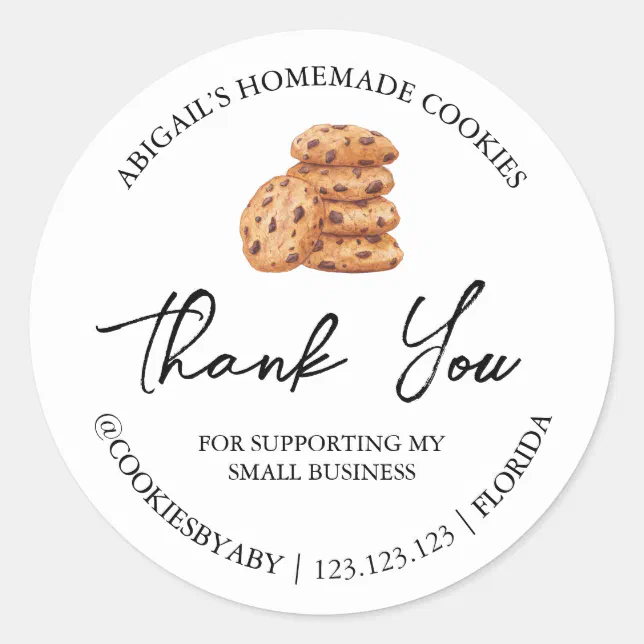 Simple Homemade Cookies Thank You Label | Zazzle