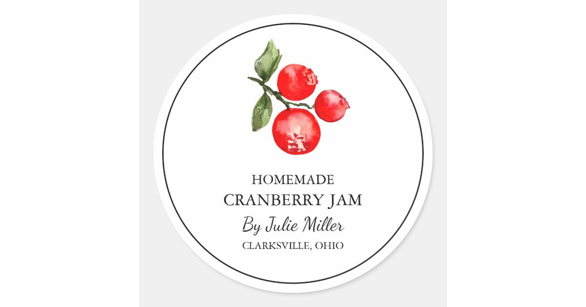 Simple Homemade Cranberry Jam Label | Zazzle