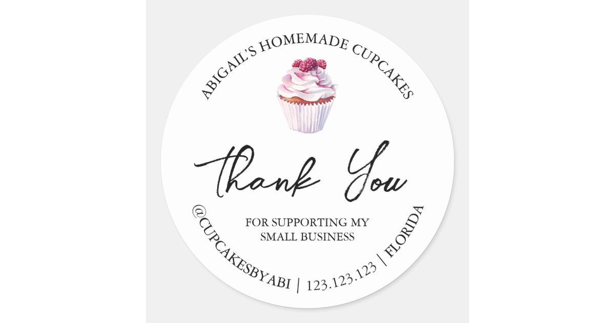 Simple Homemade Cupcakes Thank You Label | Zazzle
