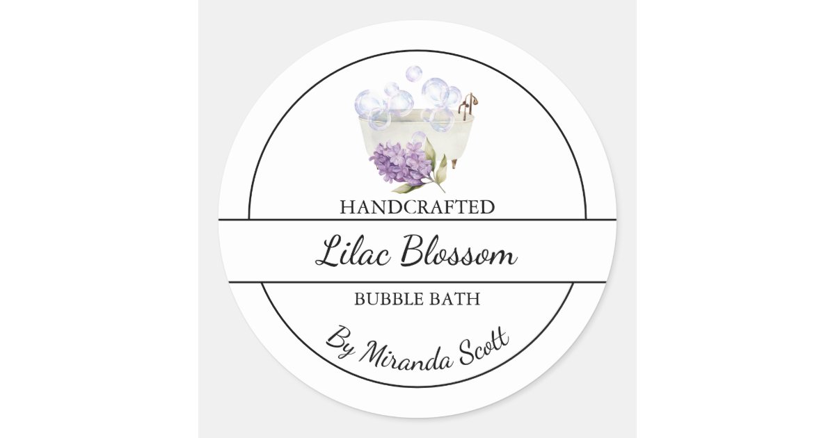 Simple Homemade Lilac Bubble Bath Label | Zazzle