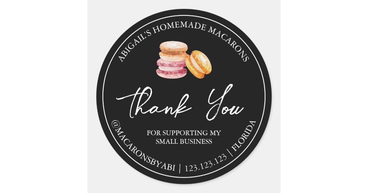 Simple Homemade Macaron Thank You Label | Zazzle