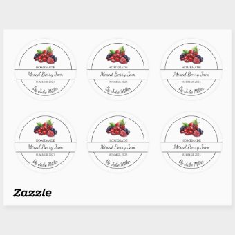 Simple Homemade Mixed Berry Jam Label | Zazzle