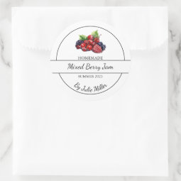 Simple Homemade Mixed Berry Jam Label | Zazzle
