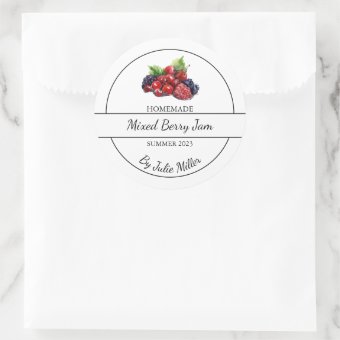 Simple Homemade Mixed Berry Jam Label | Zazzle