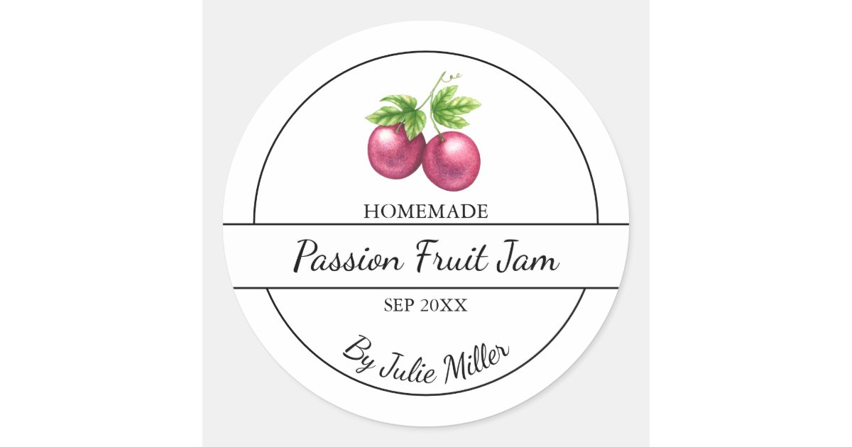 Simple Homemade Passion Fruit Jam Label | Zazzle