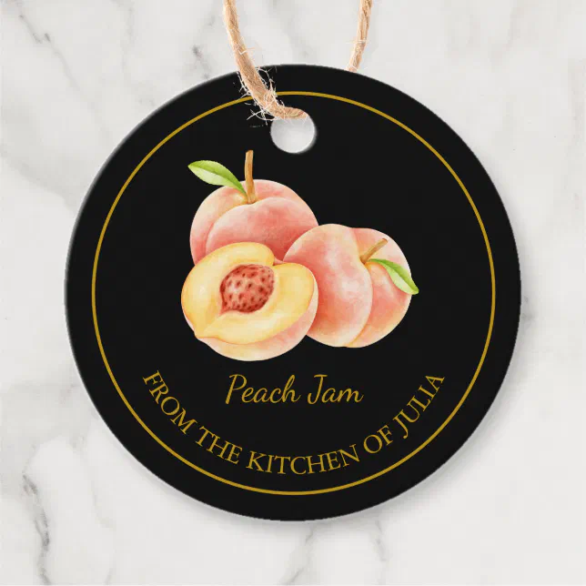 Simple Homemade Peach Jam Hang Tag | Black | Zazzle
