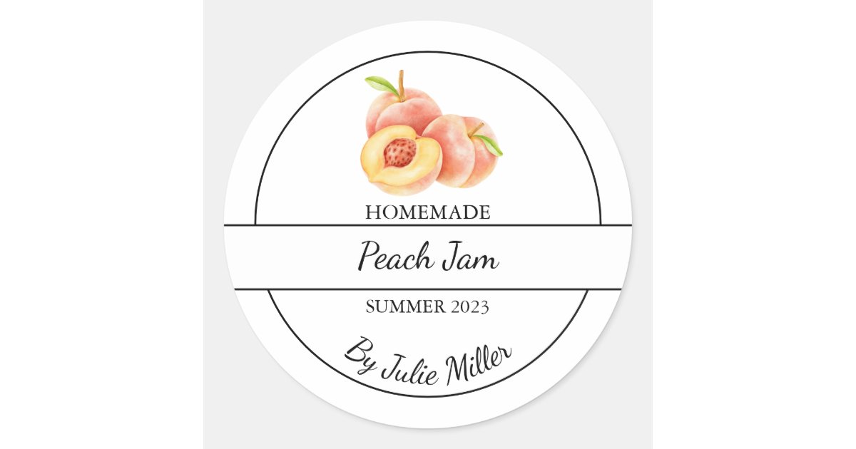 Simple Homemade Peach Jam Label | Zazzle