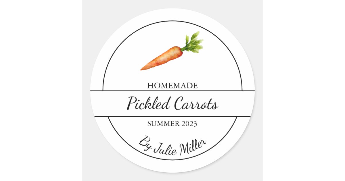 Simple Homemade Pickled Carrots Label | Zazzle