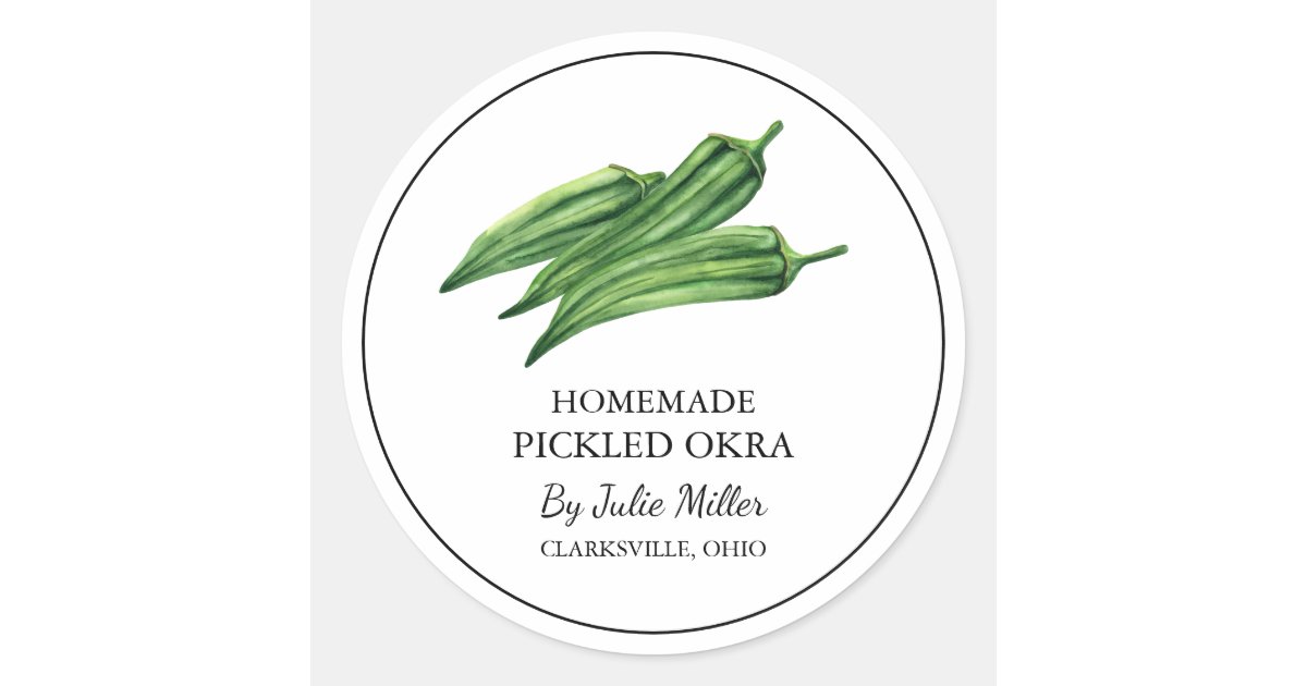Simple Homemade Pickled Okra Label | Zazzle
