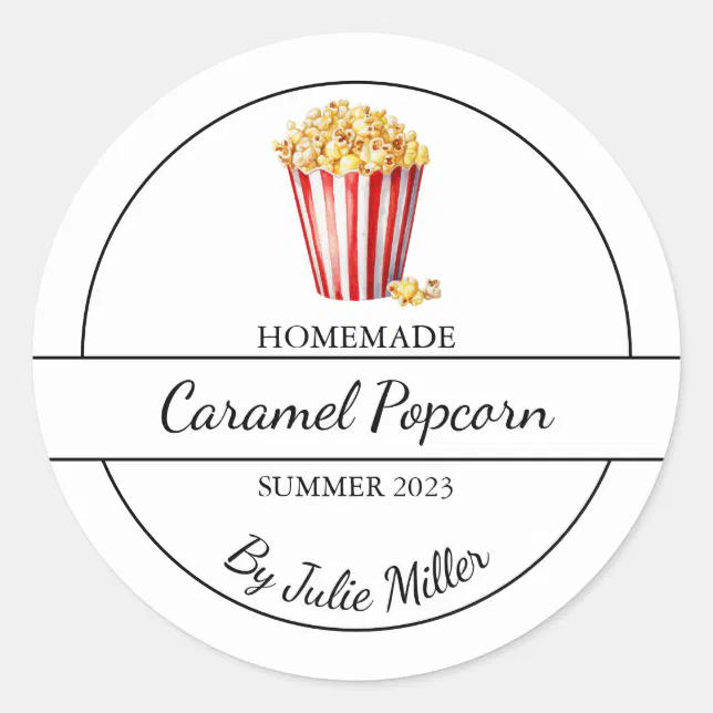 Simple Homemade Popcorn Label | Zazzle