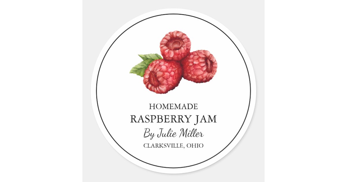 Simple Homemade Raspberry Jam Label | Zazzle