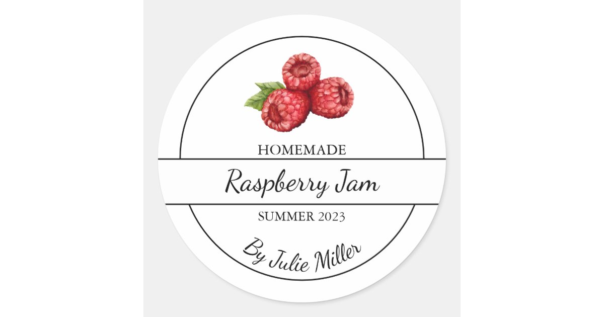 Simple Homemade Raspberry Jam Label | Zazzle