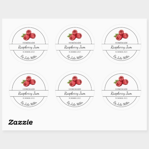 Simple Homemade Raspberry Jam Label | Zazzle