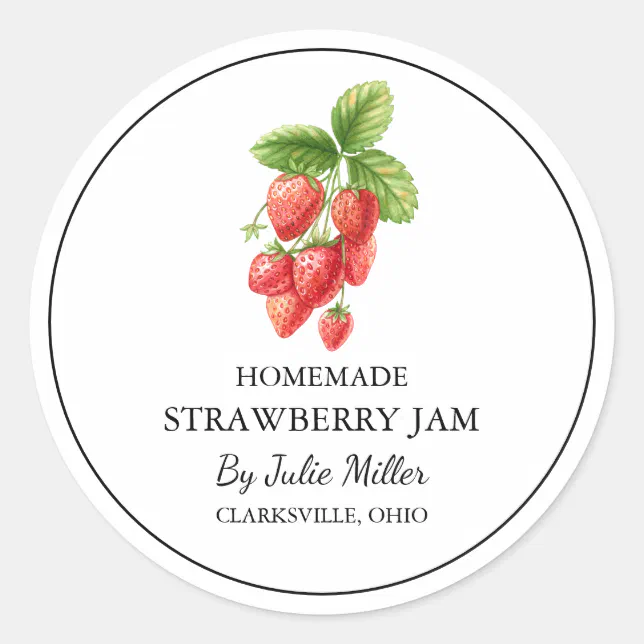 Simple Homemade Strawberry Jam Label | Zazzle