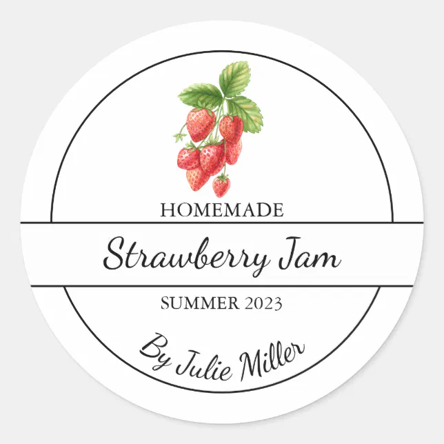 Simple Homemade Strawberry Jam Label | Zazzle