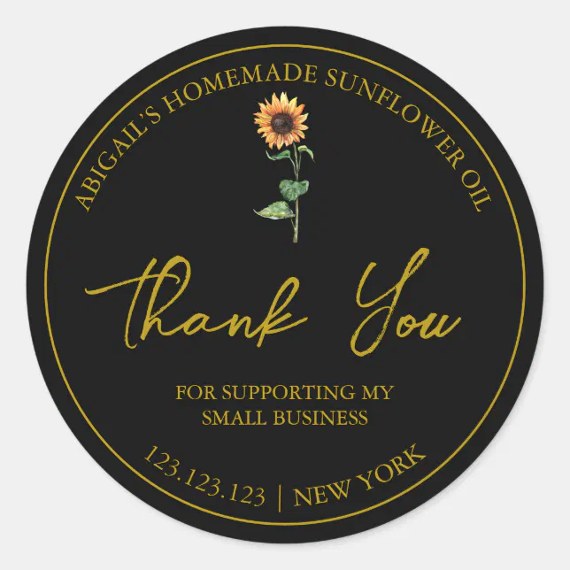 Simple Homemade Sunflower Oil Thank You Label | Zazzle