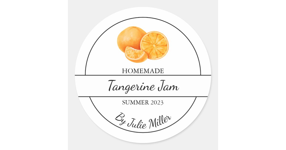 Simple Homemade Tangerine Orange Jam Label | Zazzle