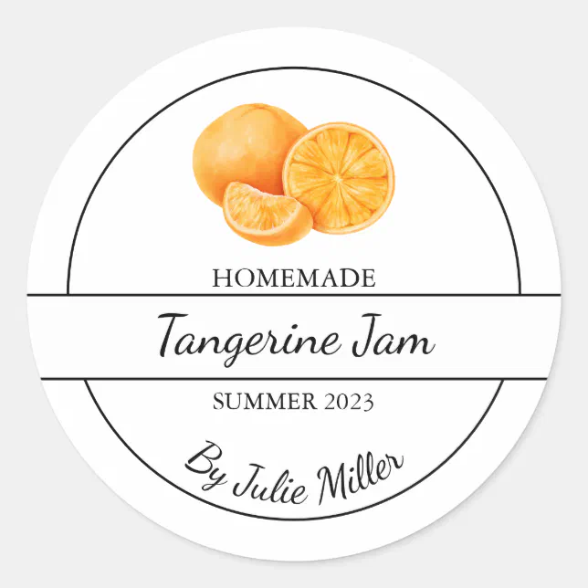 Simple Homemade Tangerine Orange Jam Label | Zazzle