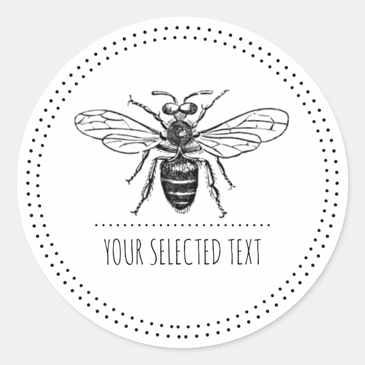 Simple Honey Bee Classic Round Sticker | Zazzle