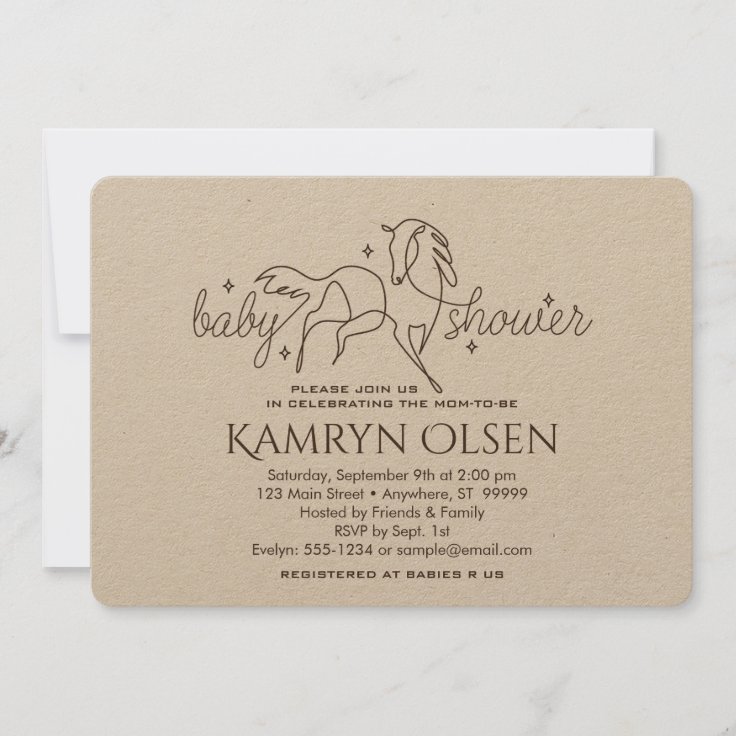 Simple Horse Baby Shower Invitation with boy poem | Zazzle