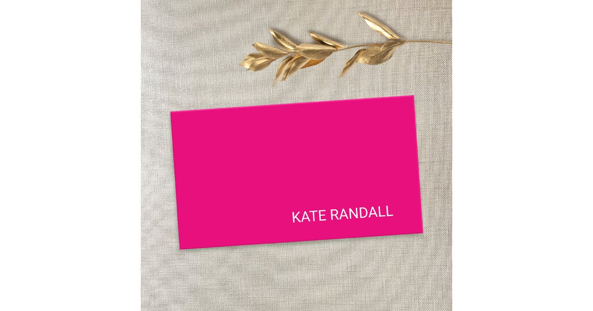 Simple Hot Pink Business Card | Zazzle