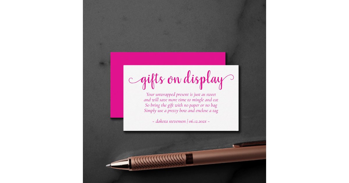 Simple Hot Pink Gifts on Display | Magenta Event Enclosure Card | Zazzle