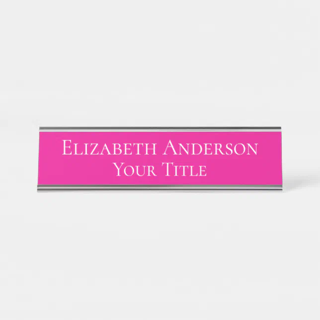 Simple Hot Pink Name Plate | Zazzle