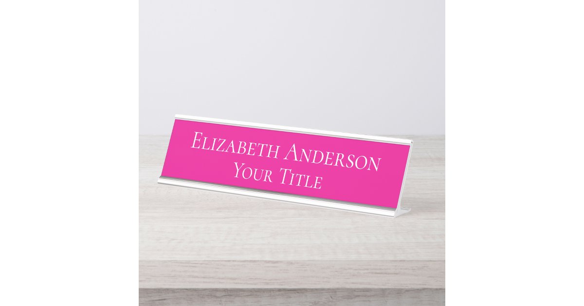 Simple Hot Pink Name Plate | Zazzle