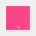 Simple Hot Pink Personalized Script Cocktail Napkins | Zazzle