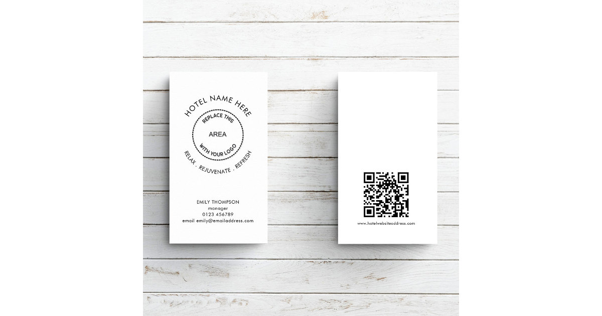 Simple Hotel or Guest House QR Code Logo Tagline Business Card | Zazzle