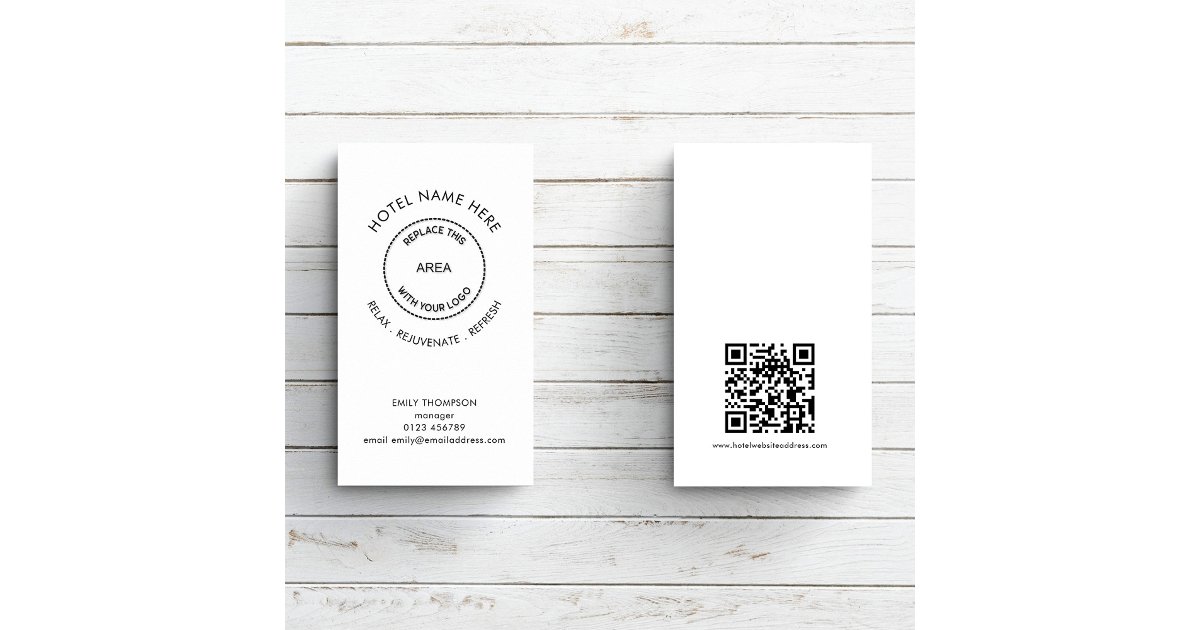 Simple Hotel or Guest House QR Code Logo Tagline Business Card | Zazzle