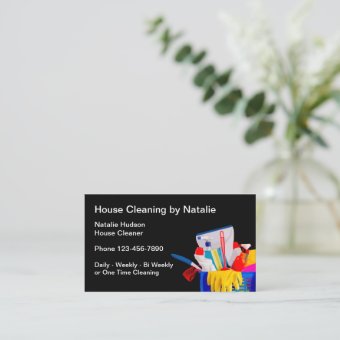 Simple House Cleaning Lady Business Card | Zazzle