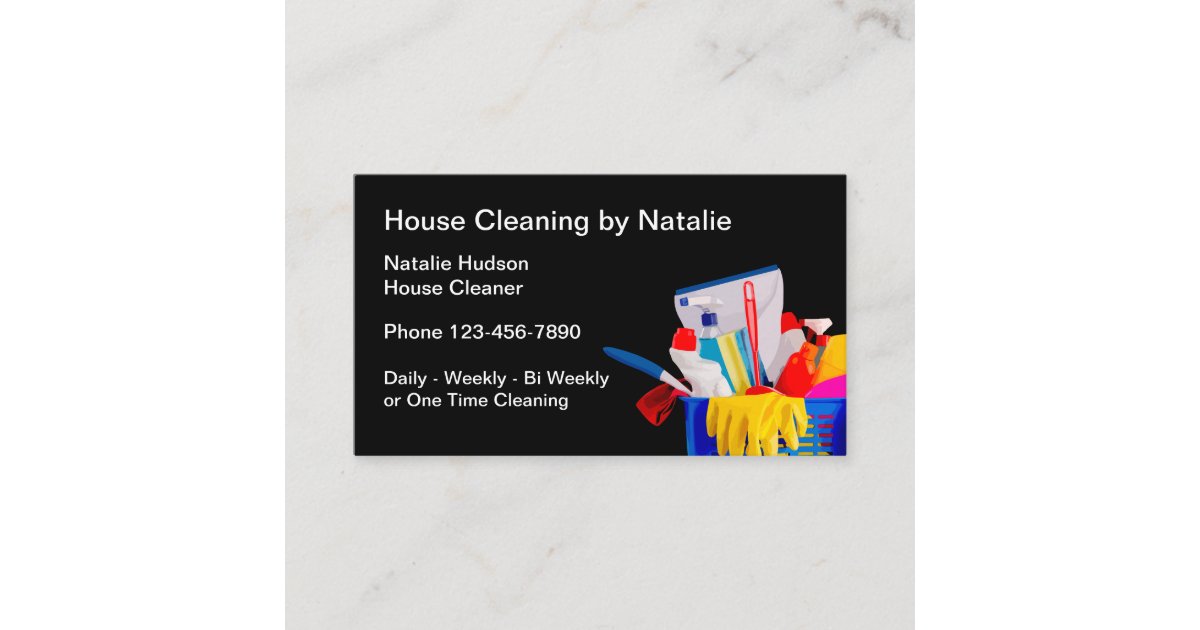 Simple House Cleaning Lady Business Card | Zazzle