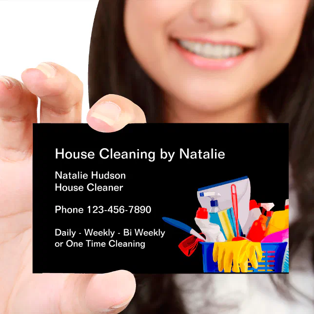 Simple House Cleaning Lady Business Card | Zazzle