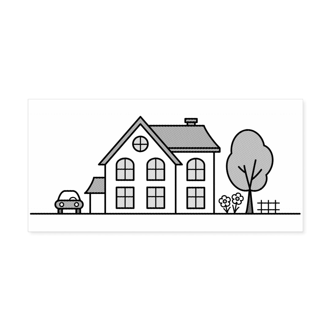 Simple House Line Art Rubber Stamp | Zazzle