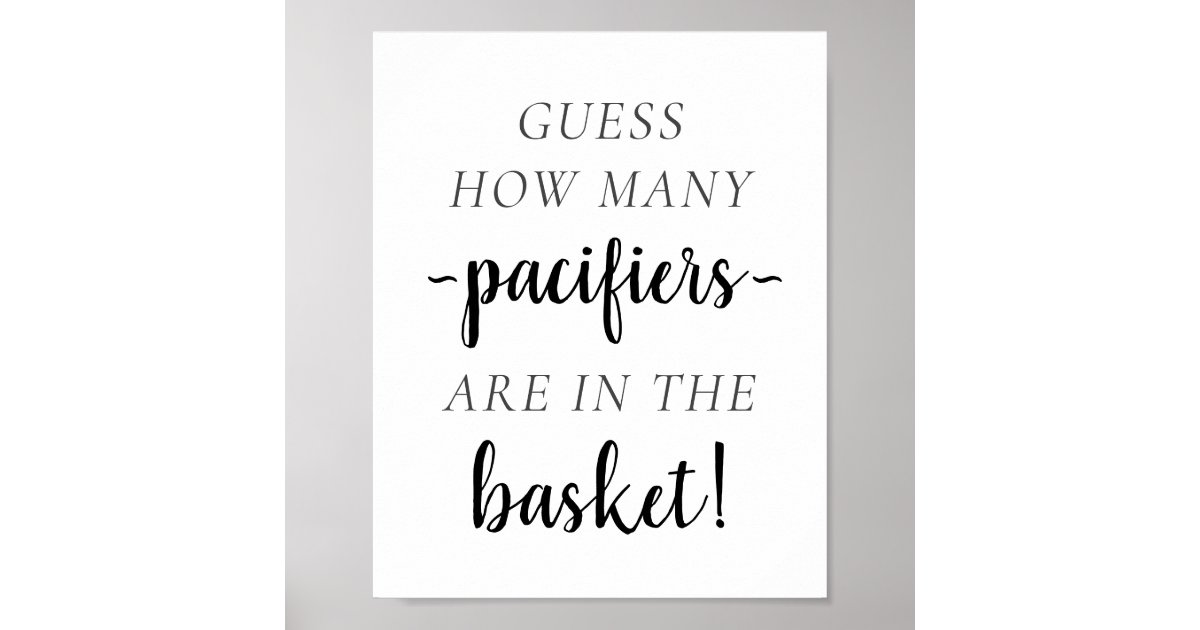 Simple How Many | Black and White Guessing Game Poster | Zazzle