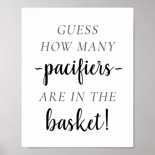 Simple How Many | Black and White Guessing Game Poster | Zazzle