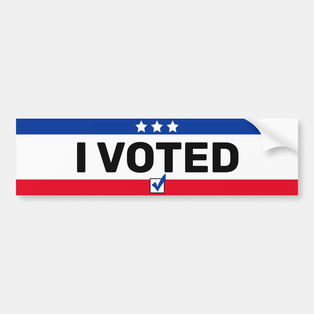 Simple "I VOTED" Red White and Blue Bumper Sticker | Zazzle