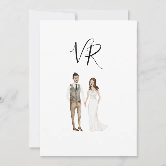 Simple Illustrated Couple Save The Date | Zazzle