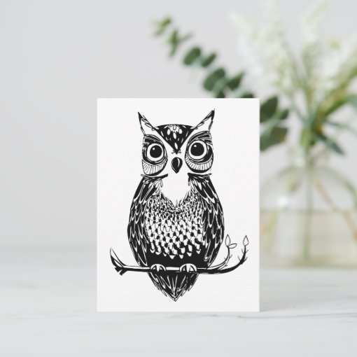 Simple Illustrated Owl Postcard | Zazzle