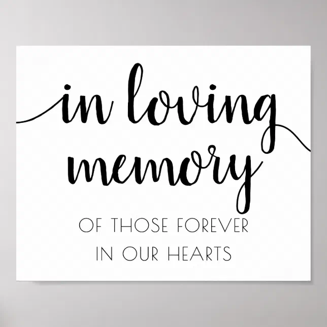 Simple In Loving Memory | Black Script Memorial Poster | Zazzle