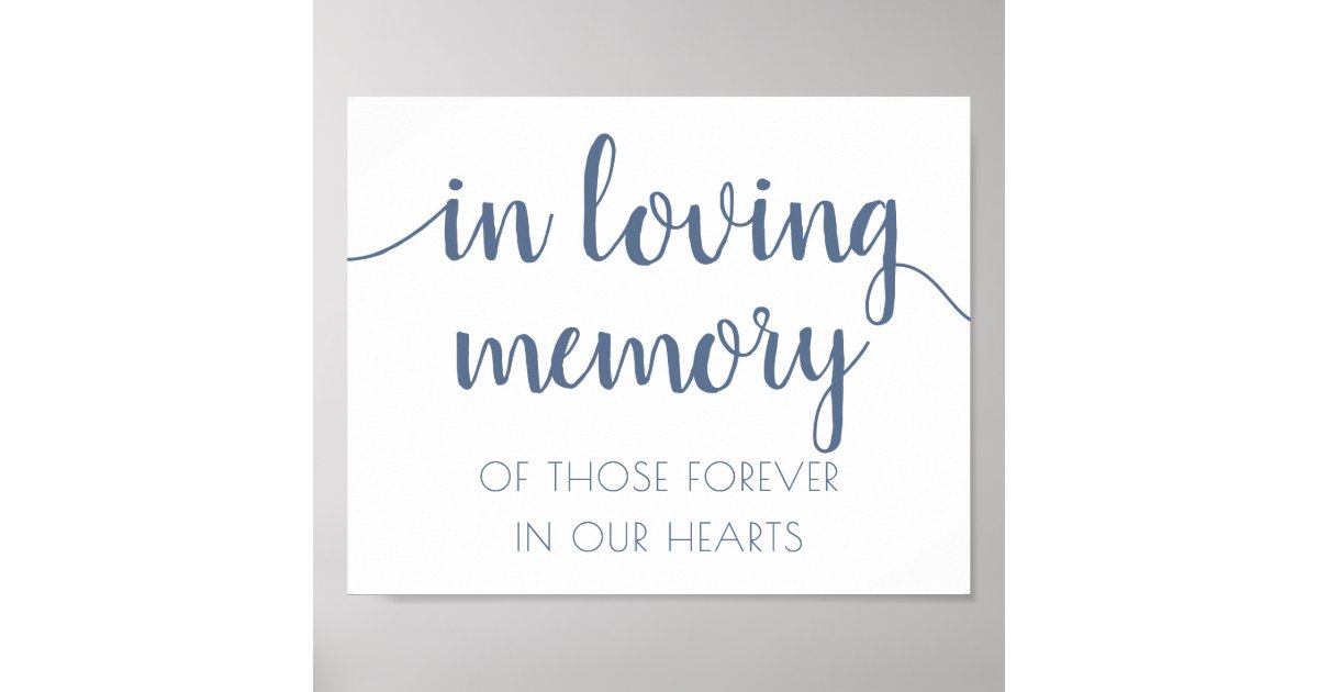 Simple In Loving Memory | Dusty Blue Memorial Poster | Zazzle